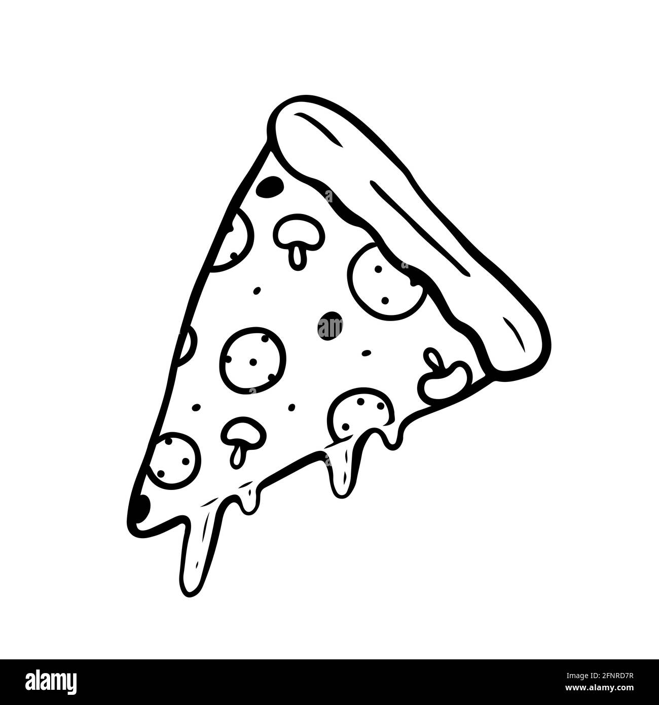 Pepperoni Slice Black And White