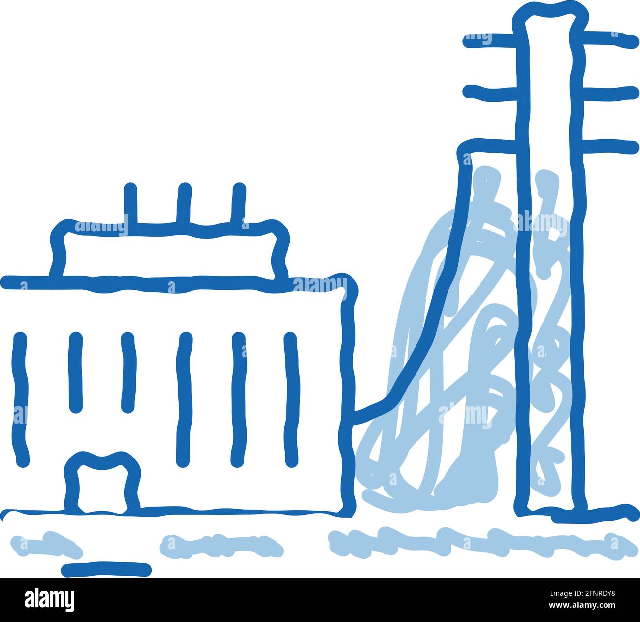 building connected electricity post doodle icon hand drawn illustration ...