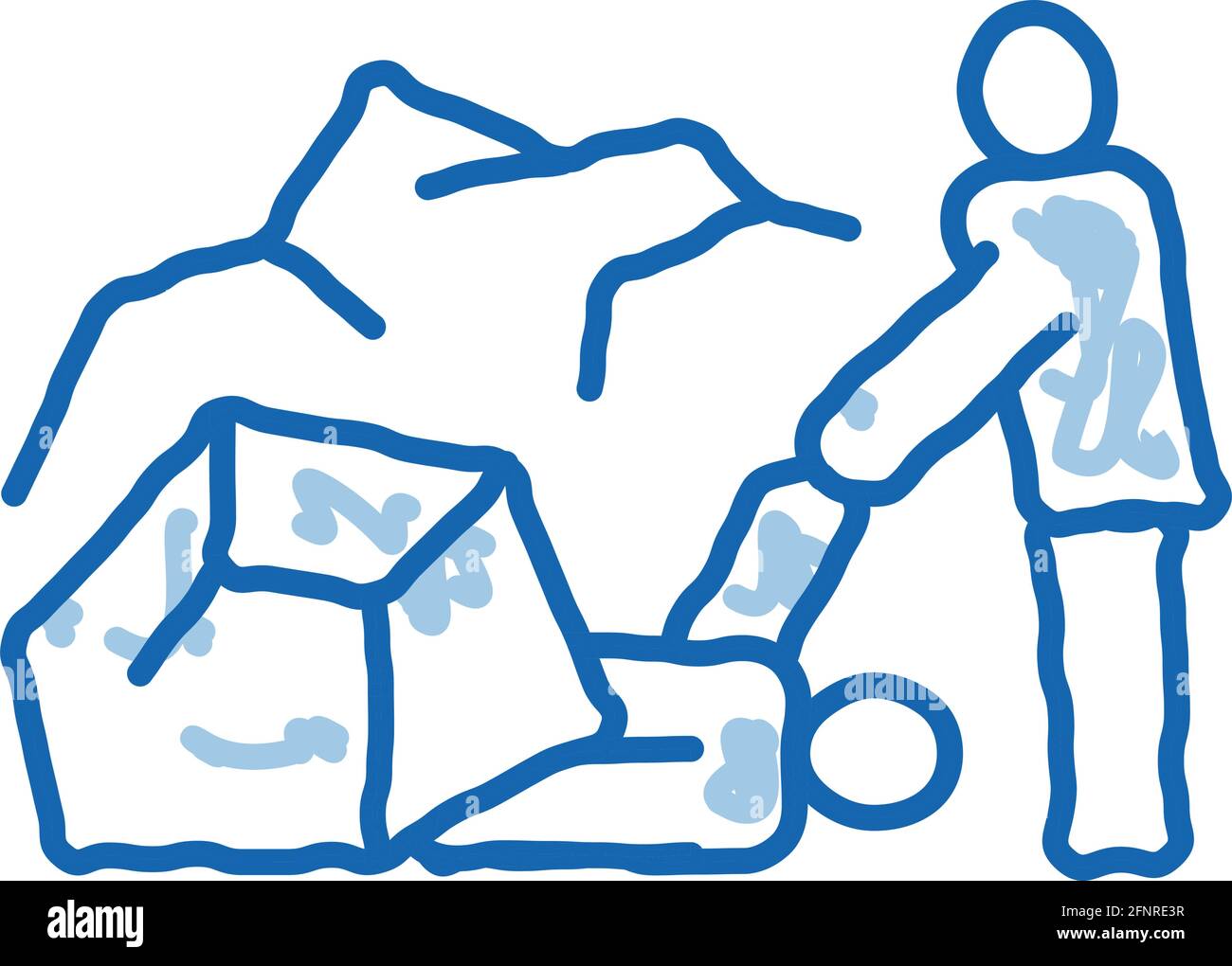 saving human from rubble doodle icon hand drawn illustration Stock ...