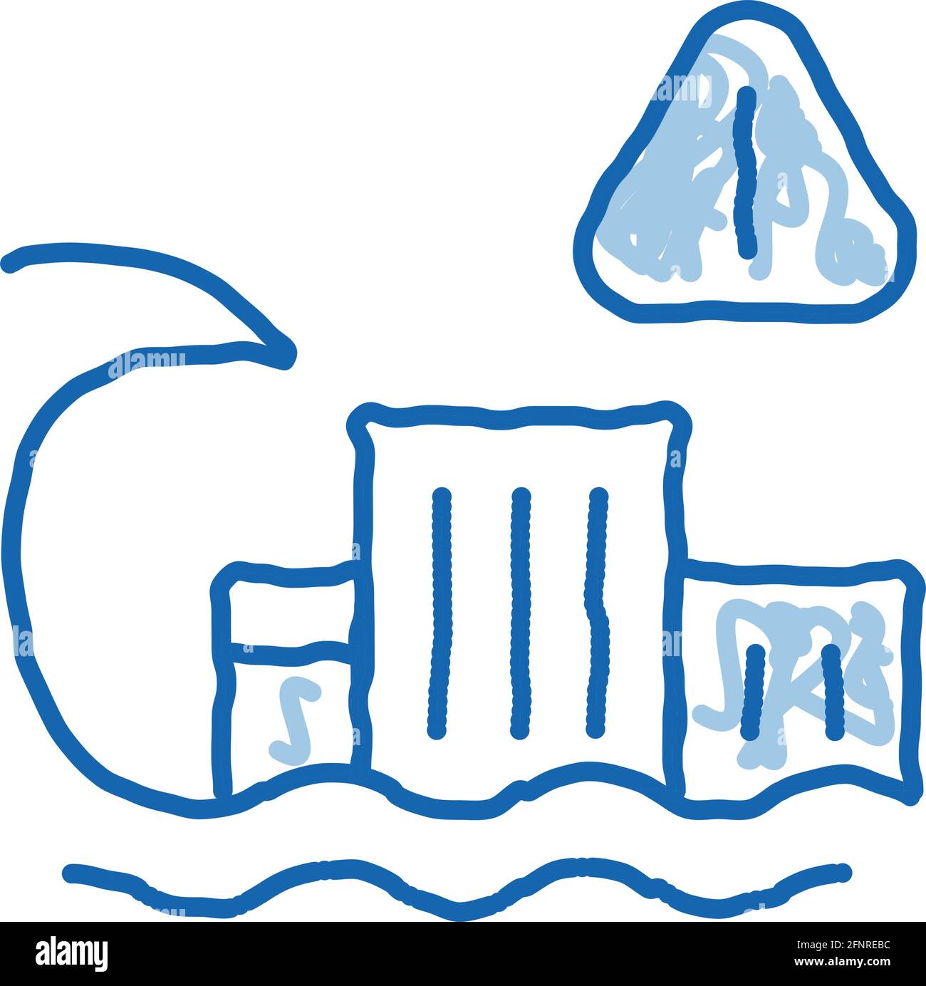 tsunami flood city doodle icon hand drawn illustration Stock Vector ...