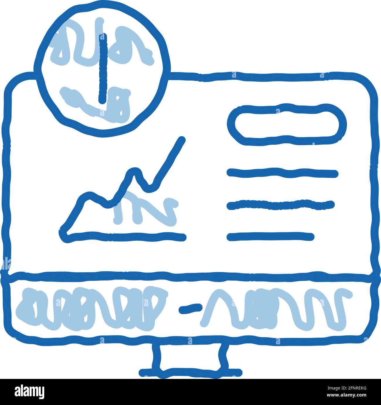 analytics infographic on computer screen doodle icon hand drawn ...