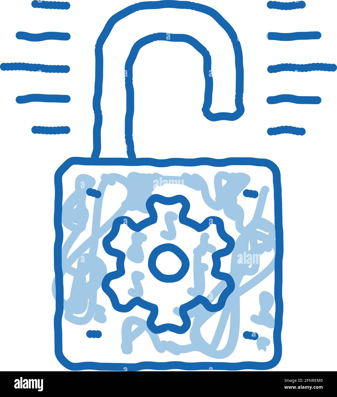 open padlock doodle icon hand drawn illustration Stock Vector Image ...