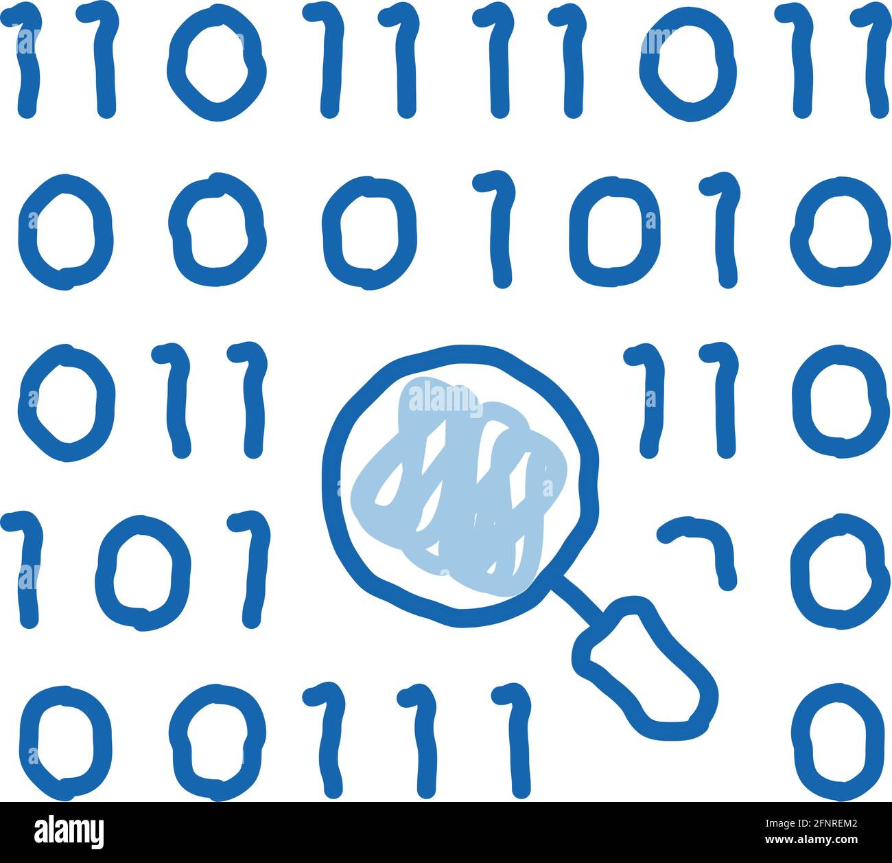 research binary code doodle icon hand drawn illustration Stock Vector ...