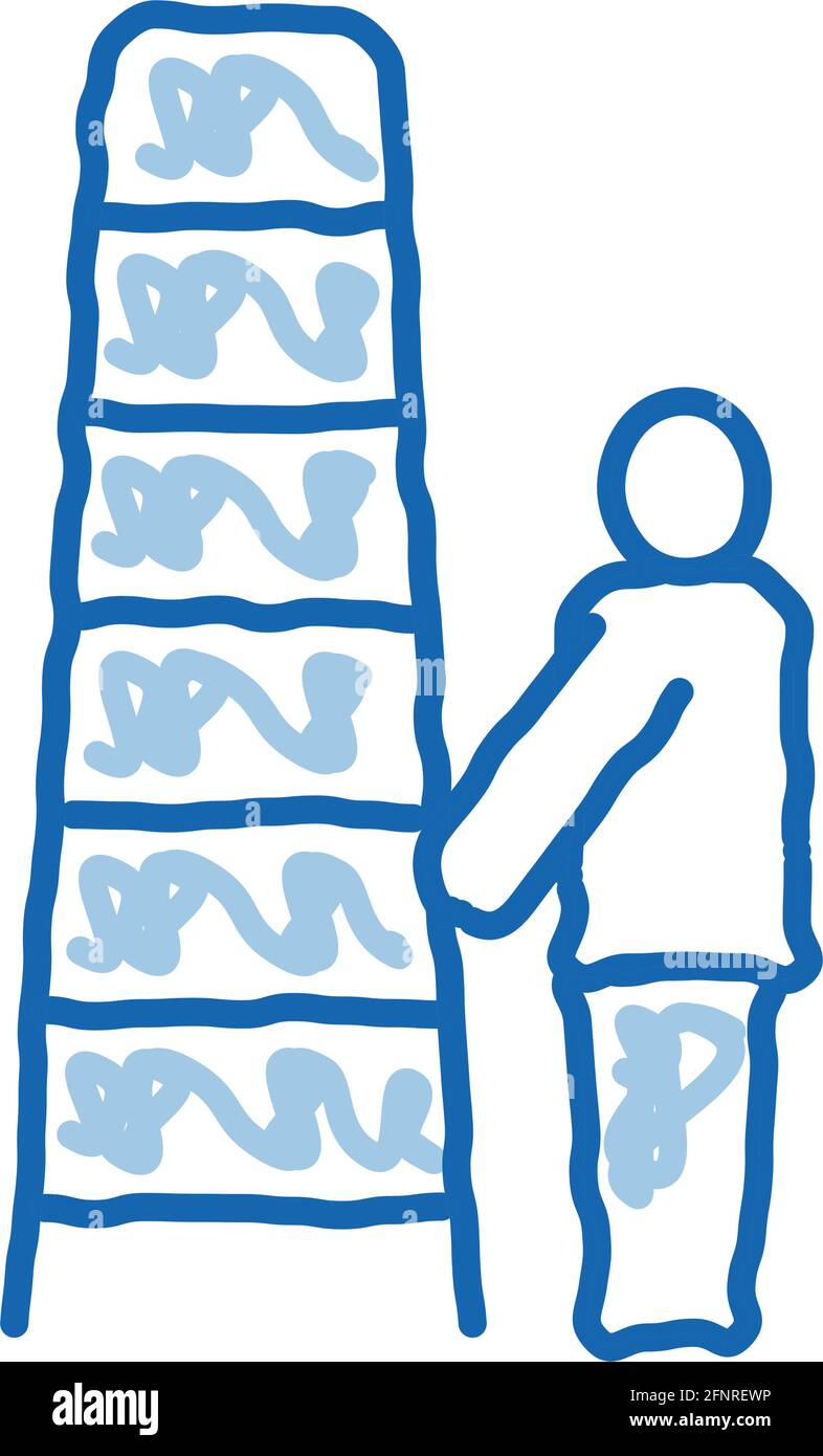 human with ladder doodle icon hand drawn illustration Stock Vector ...