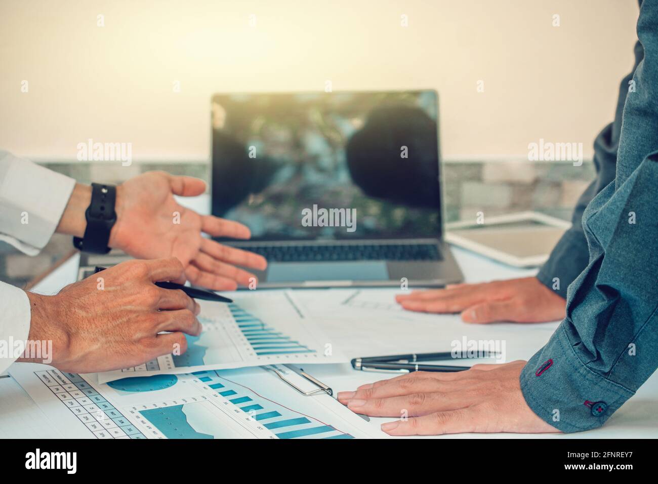 Business team meeting in office teamwork discussion report financial ...