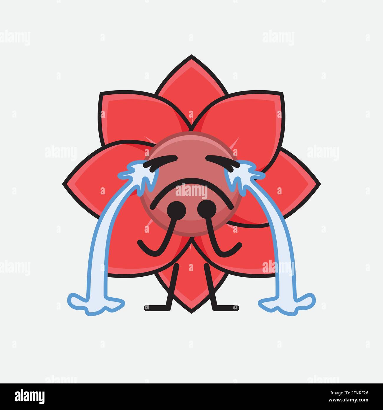Vector Illustration of Flower Character with cute face, simple hands ...