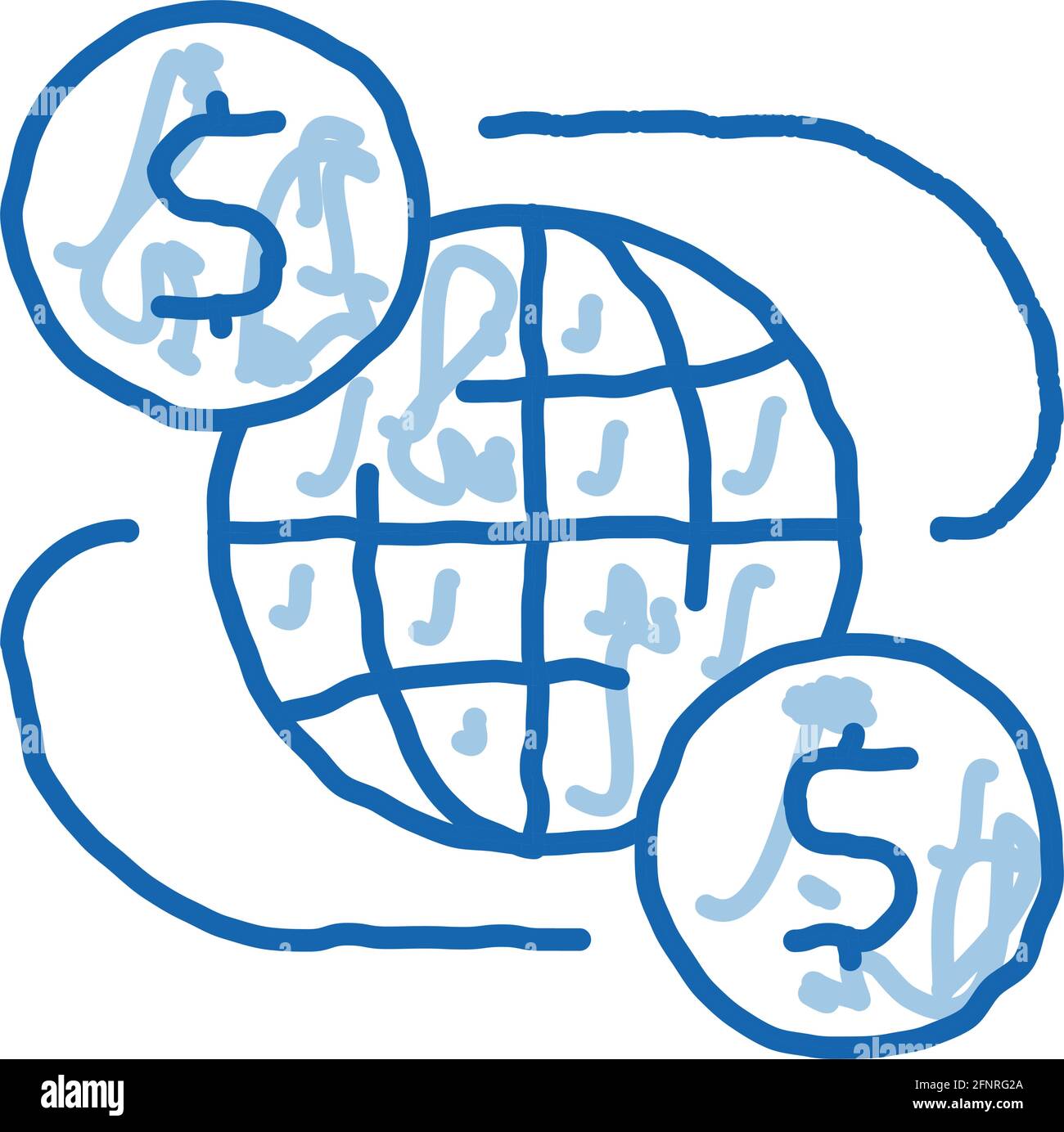 worldwide financial partnership doodle icon hand drawn illustration ...