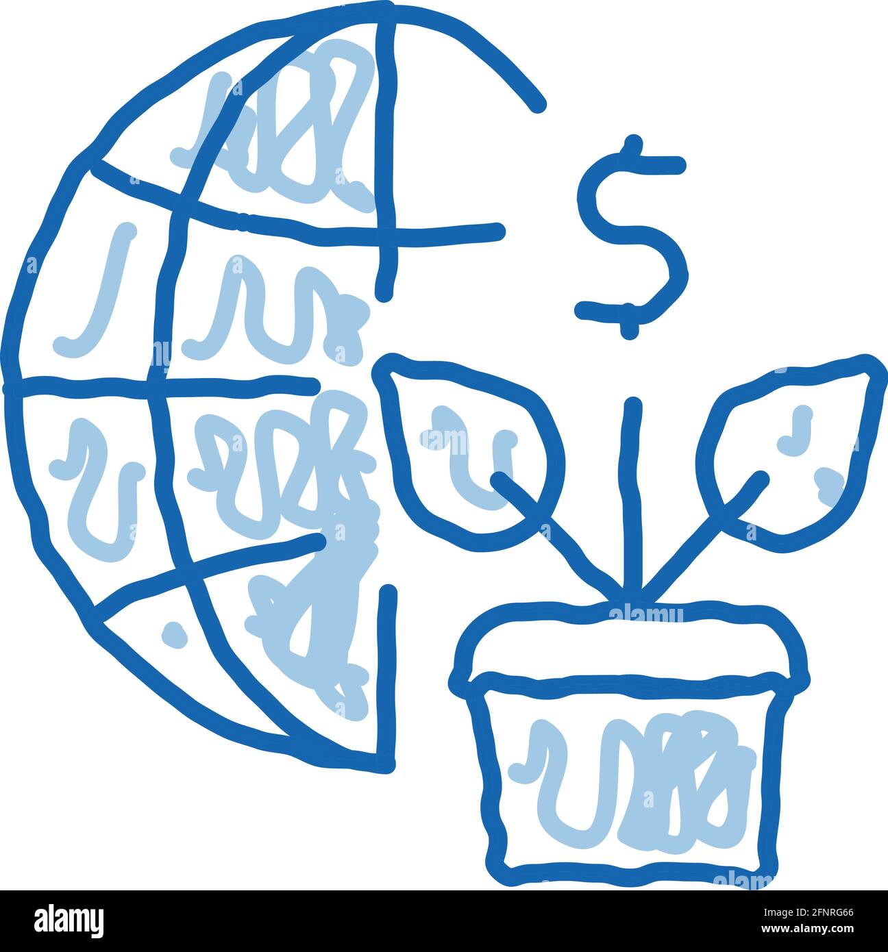 growth financial plant and sphere doodle icon hand drawn illustration ...