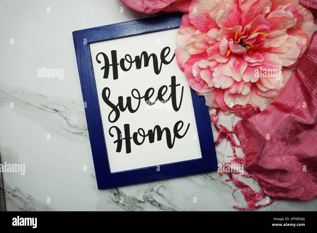 Home Sweet Home text message top view on marble background Stock Photo ...