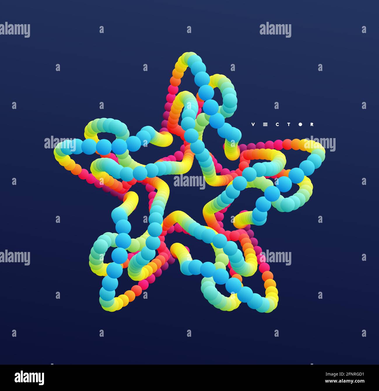 Star formed by many spheres. Connection Structure. 3d vector ...