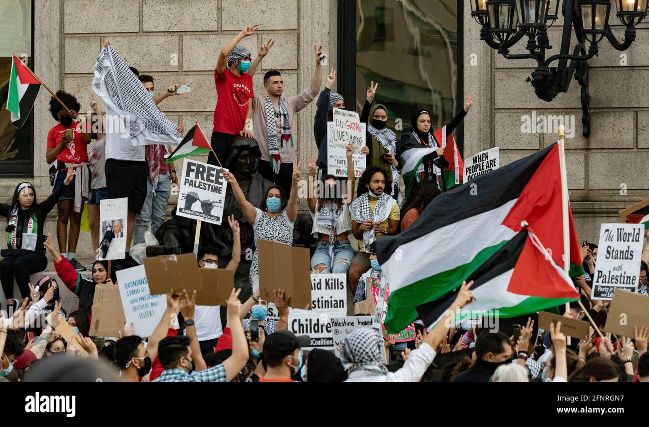 May 15, 2021, Copley Square, Boston, Massachusetts, USA: Pro Palestine ...