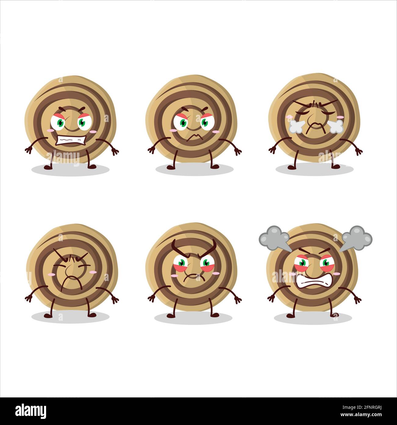 Cookies spiral cartoon character with various angry expressions. Vector ...