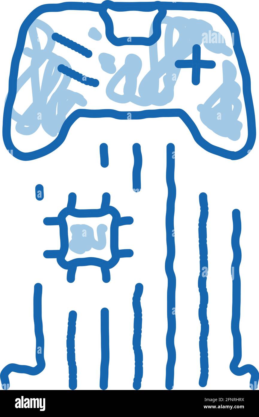 game controller chip doodle icon hand drawn illustration Stock Vector ...