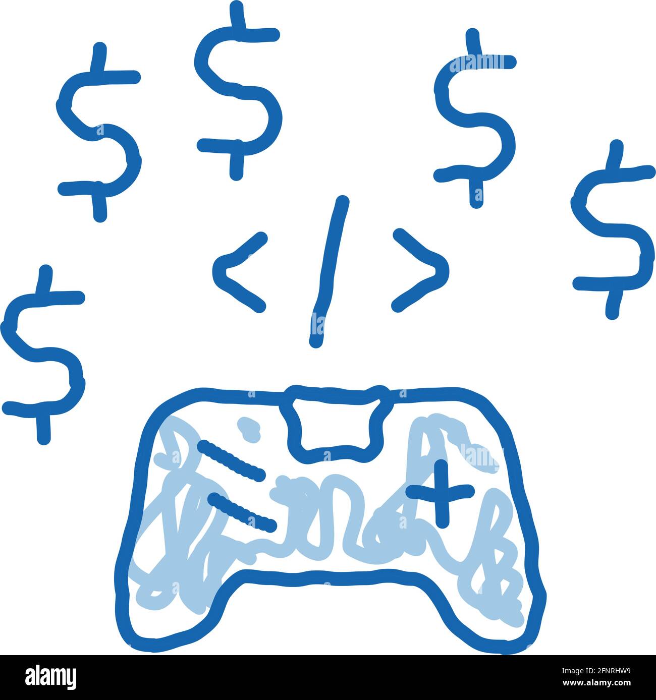 game coding and sell doodle icon hand drawn illustration Stock Vector ...