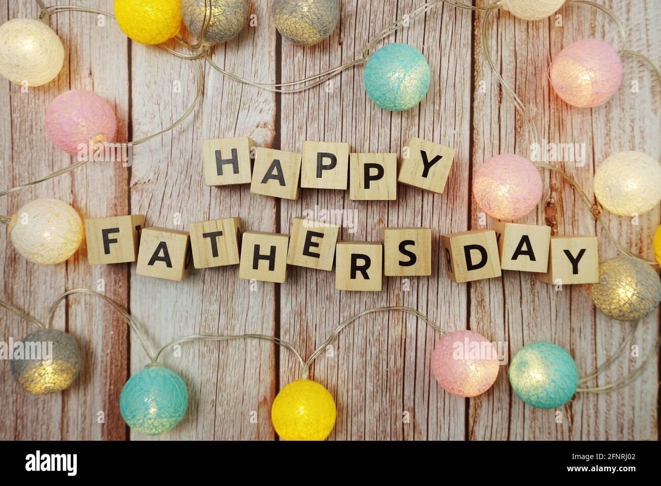 Happy Fathers day alphabet letter with LED cotton balls decoration on ...