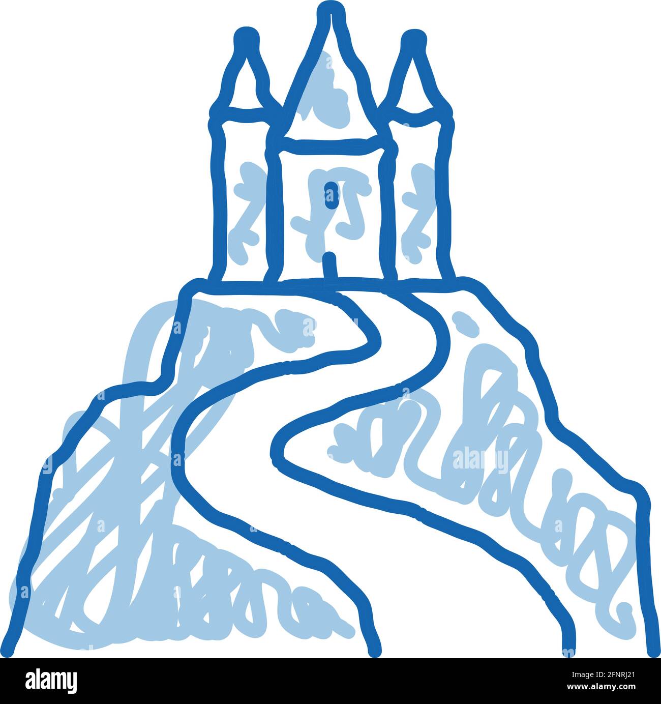 castle on hill doodle icon hand drawn illustration Stock Vector Image ...