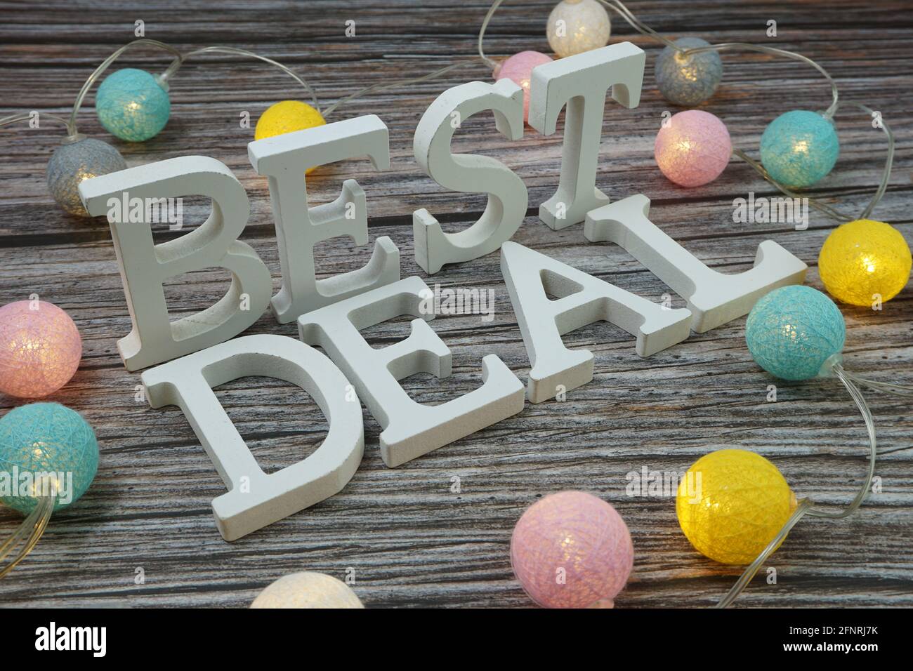 Best Deal Word alphabet letters on wooden background Stock Photo - Alamy
