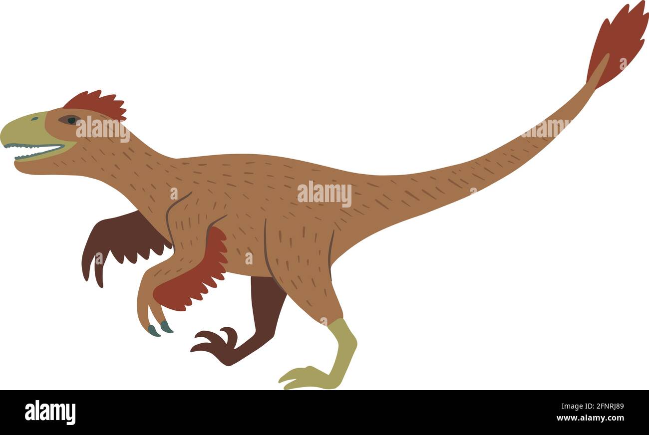 Cute cartoon doodle oviraptor, isolated on white background Stock ...