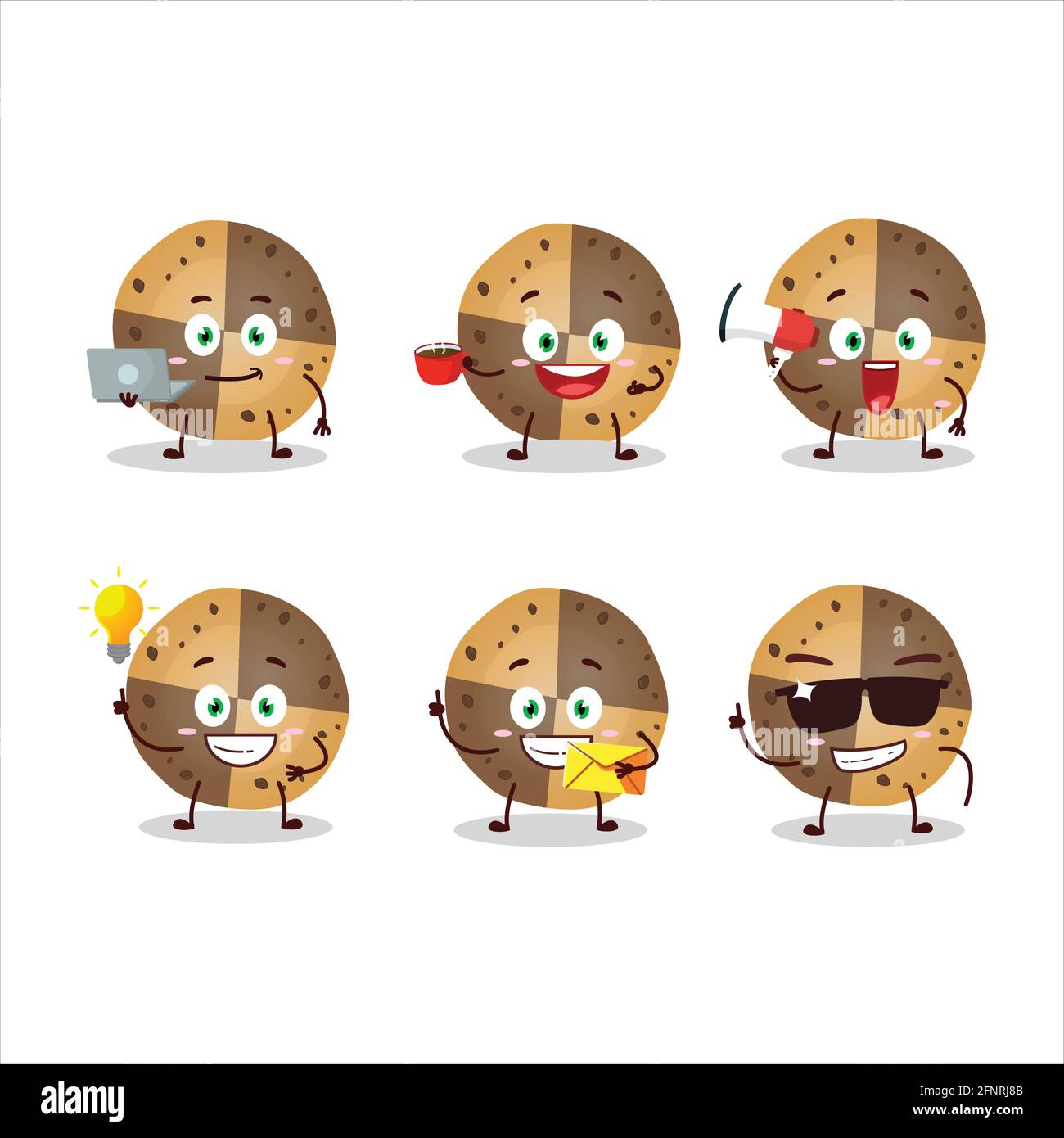 Sweety cookies cartoon character with various types of business ...