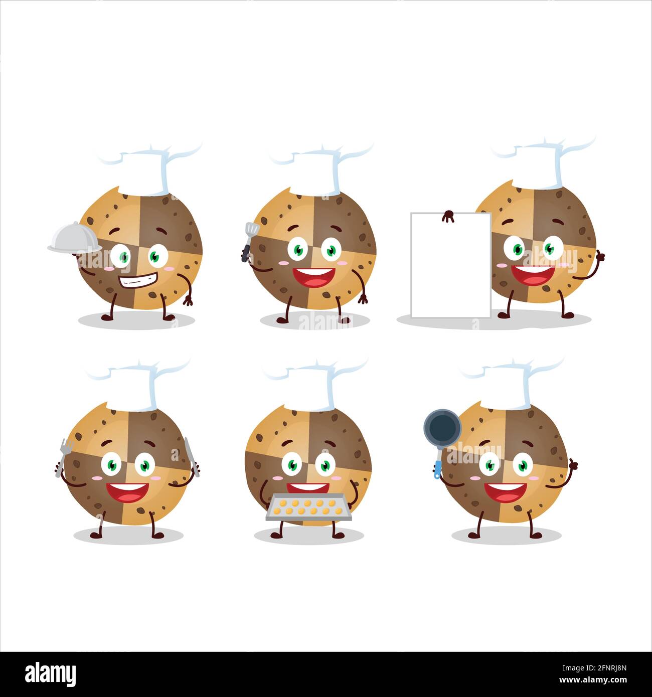 Cartoon character of sweety cookies with various chef emoticons. Vector ...
