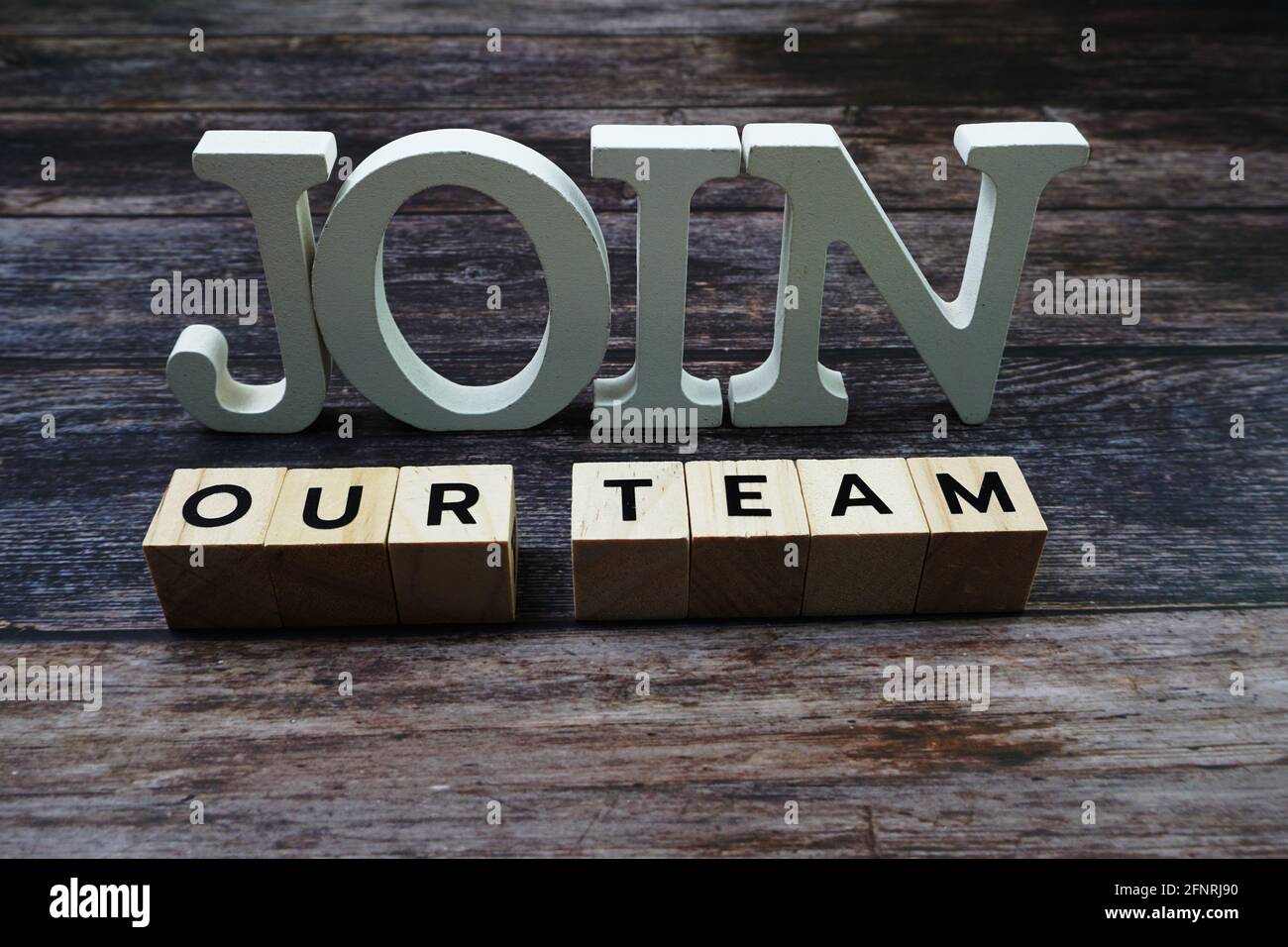 Join our team Word alphabet letters on wooden background Stock Photo ...