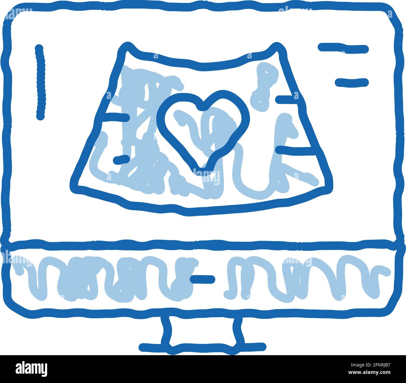 hypertension research computer screen doodle icon hand drawn ...