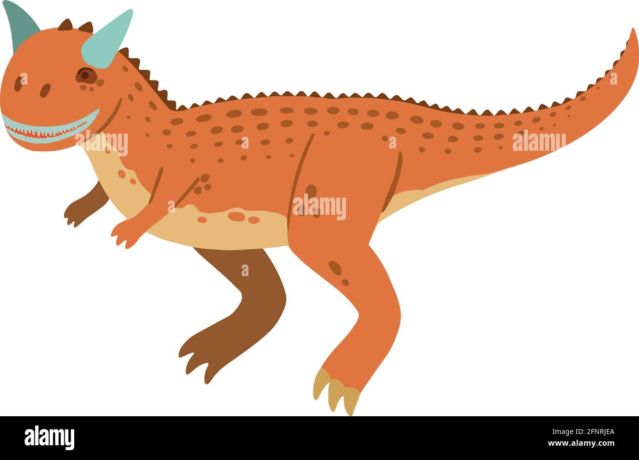 Cute cartoon doodle carnotaurus, isolated on white background Stock ...