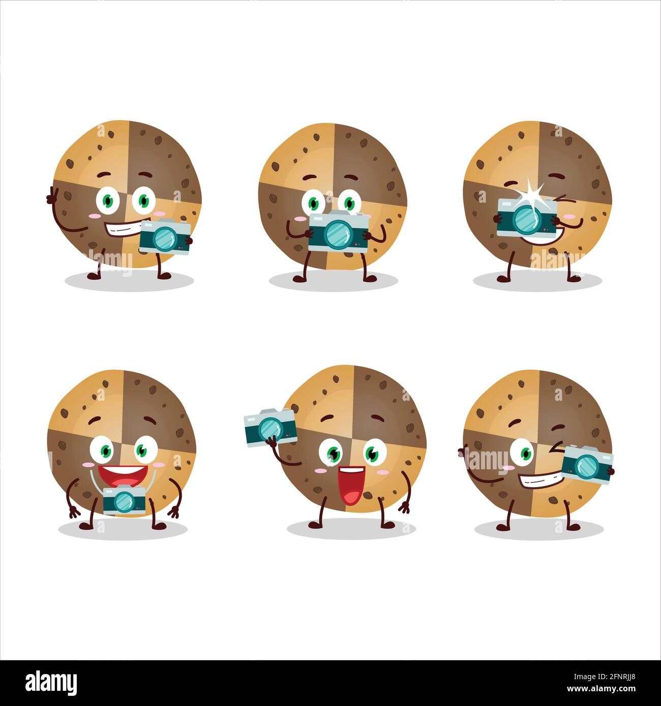 Photographer profession emoticon with sweety cookies cartoon character ...