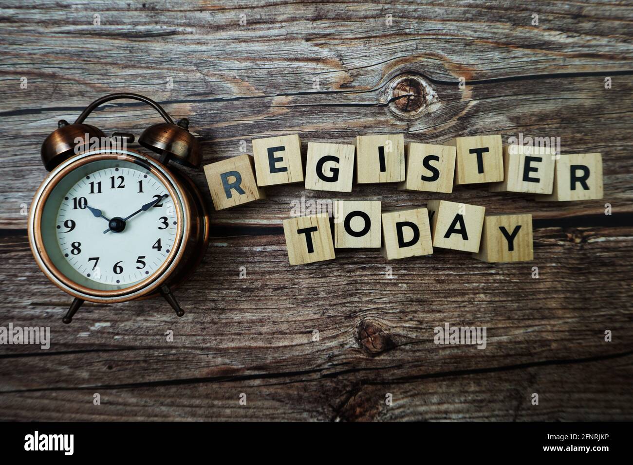 Register Today Word alphabet letters on wooden background Stock Photo ...