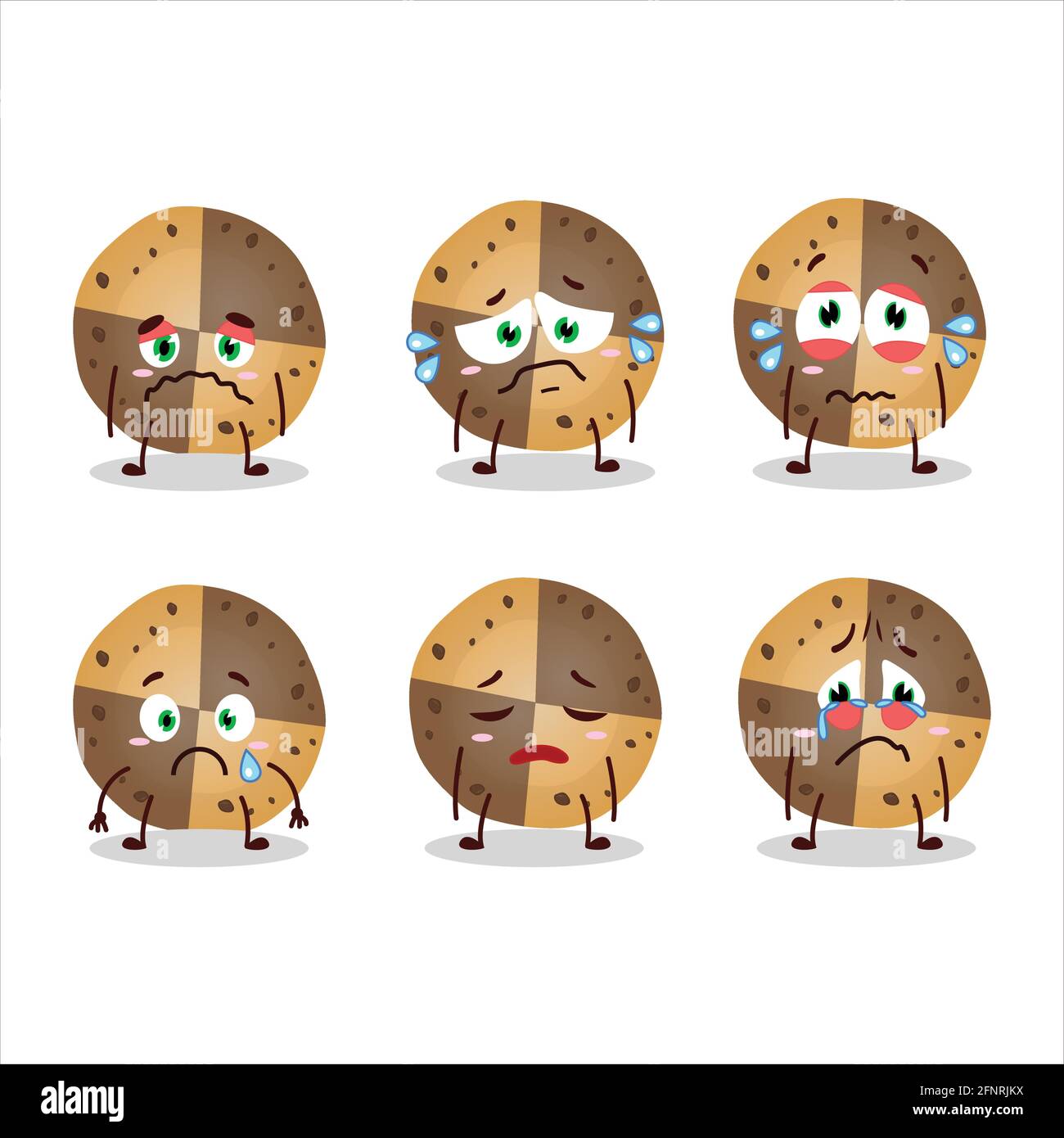 Sweety cookies cartoon character with sad expression. Vector ...