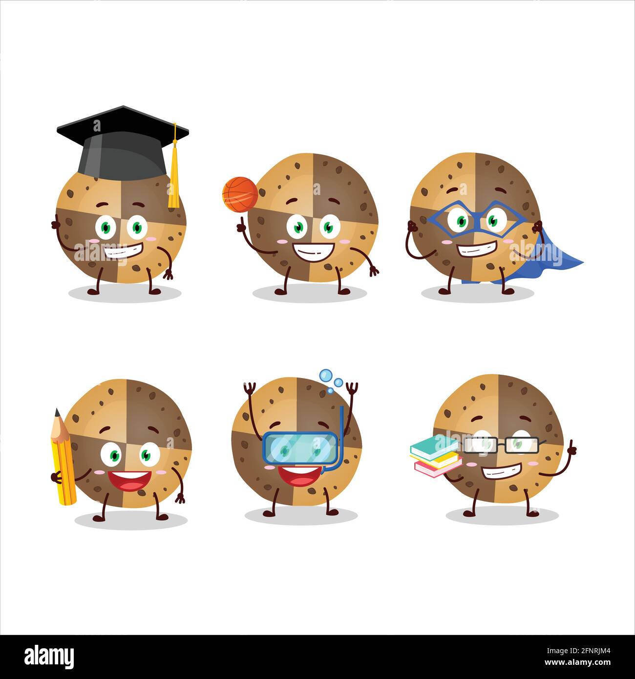 School student of sweety cookies cartoon character with various ...