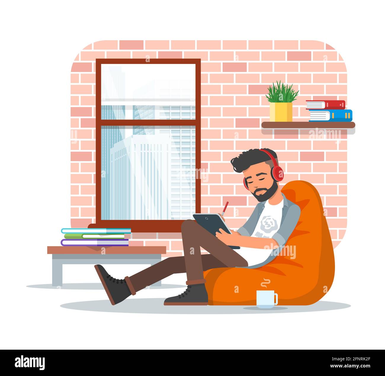 Young man using coffee Cut Out Stock Images & Pictures - Alamy