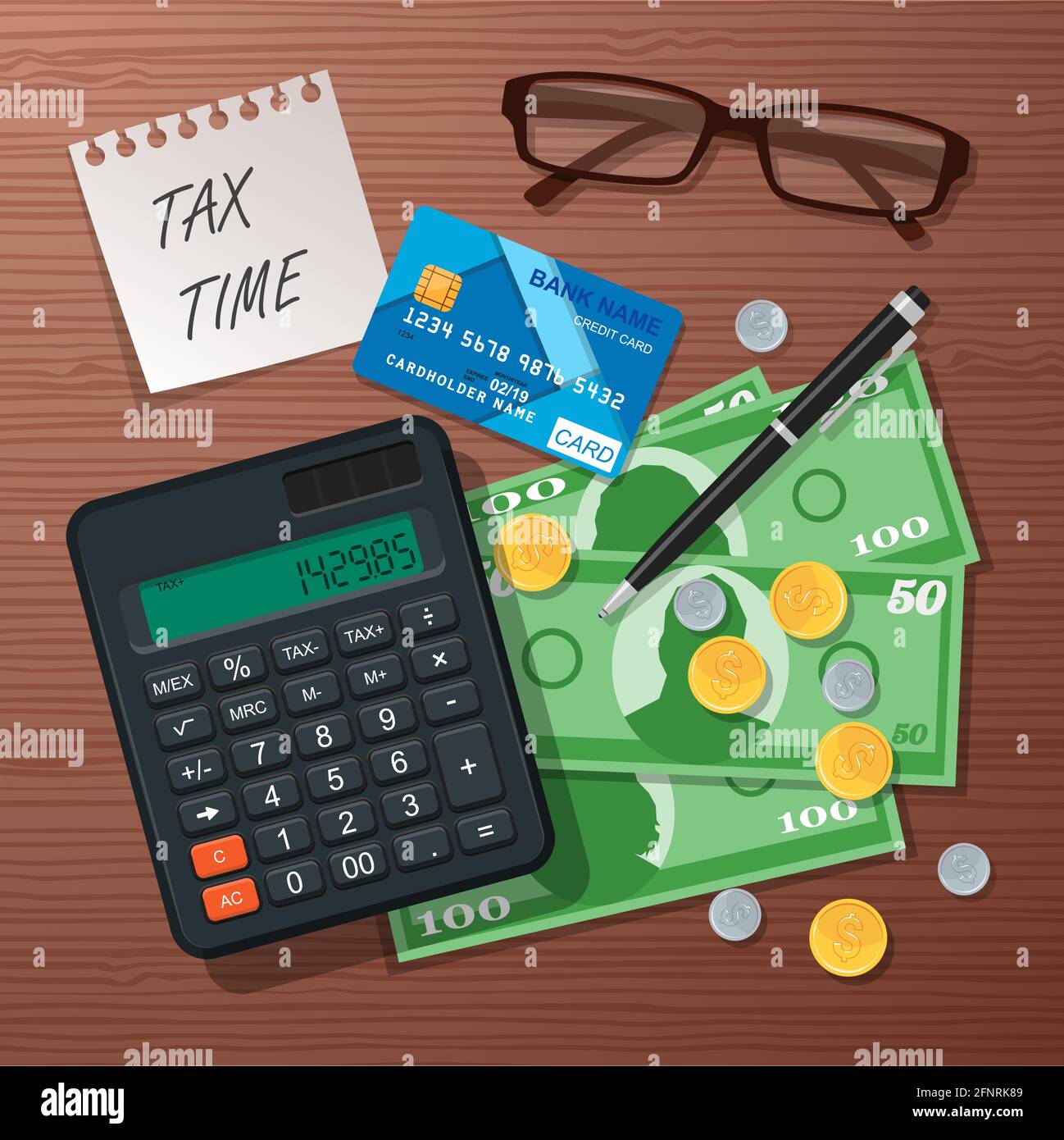 Vector tax time concept design element, flat style Stock Vector Image ...