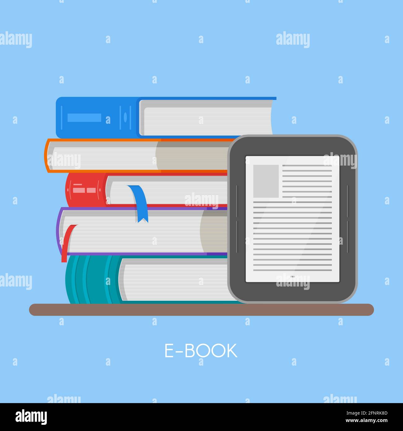 Electronic book concept vector illustration in flat style. Stack of ...