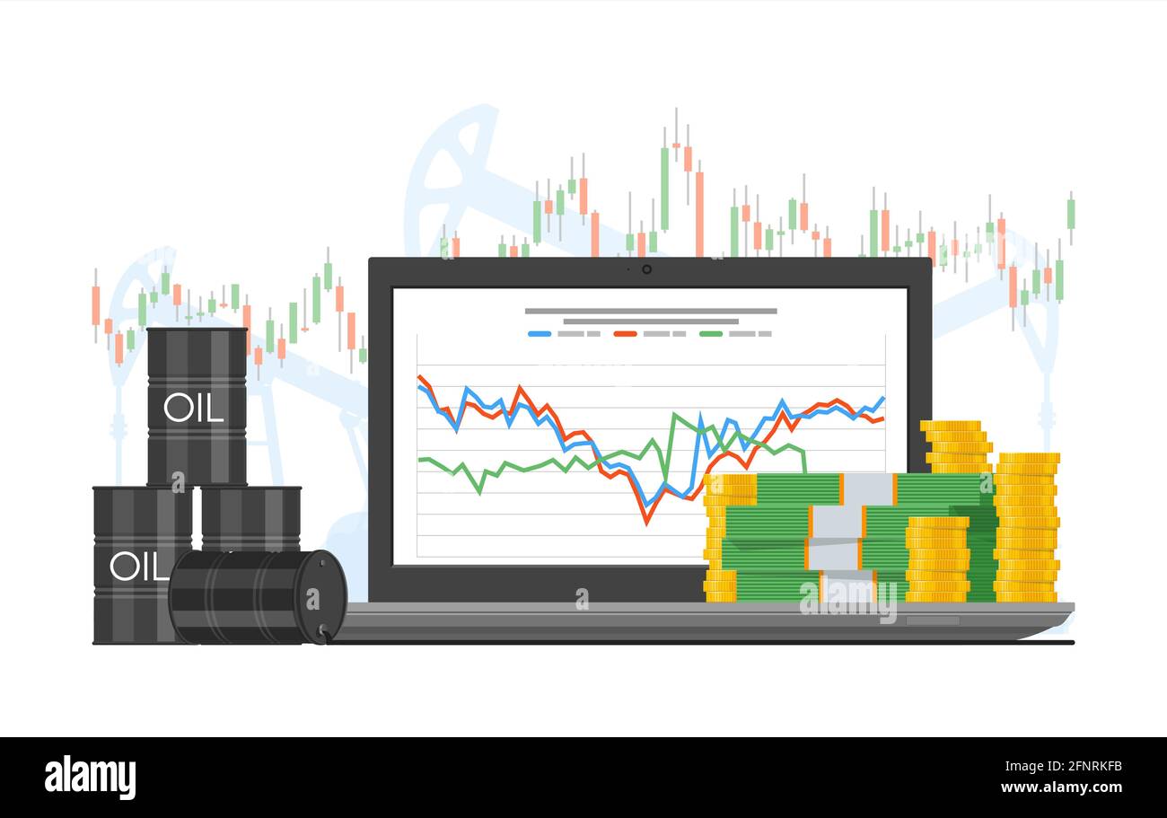Barrel of oil price chart vector illustration in flat style. Stock ...