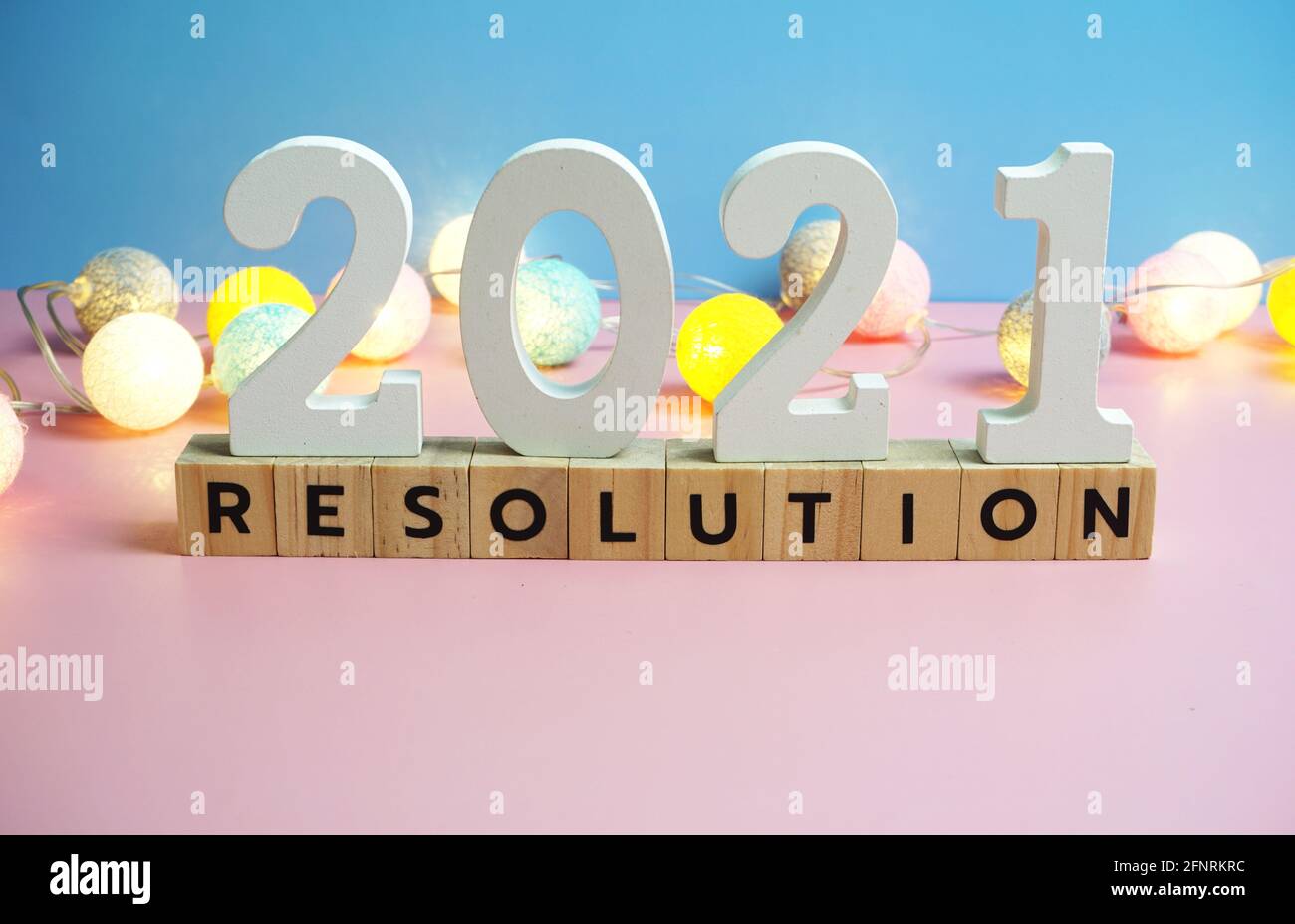 Resolution 2021 word alphabet letters on pink and blue background Stock ...