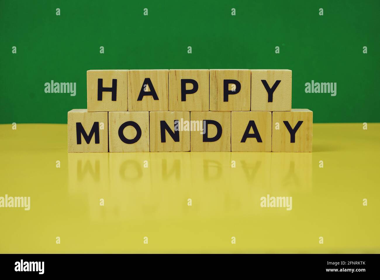 Happy Monday alphabet letter on green and yellow background Stock Photo ...
