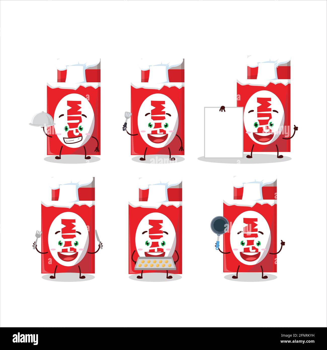 Cartoon character of red bubble gum with various chef emoticons. Vector ...