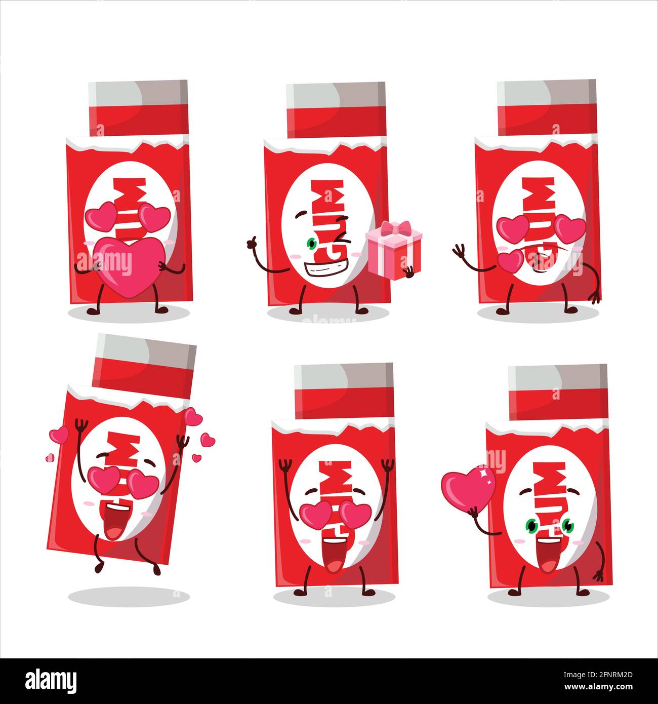 Red bubble gum cartoon character with love cute emoticon. Vector ...