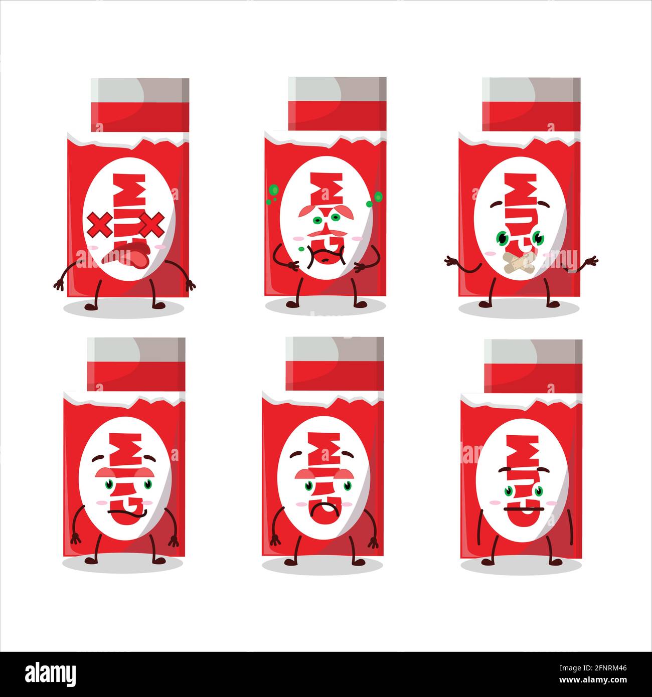 Red bubble gum cartoon character with nope expression. Vector ...