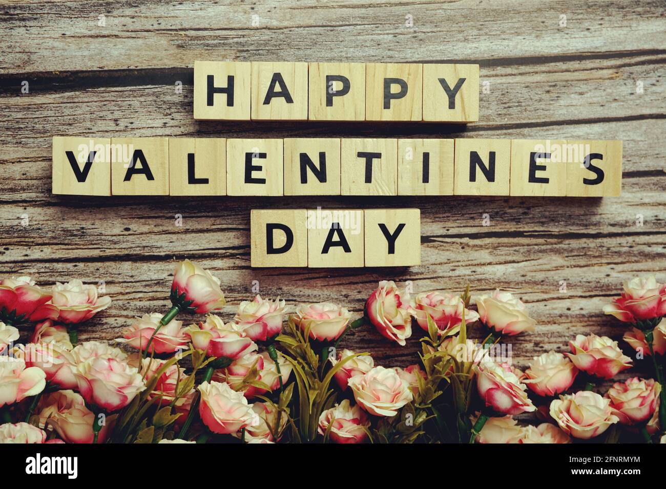 Happy Valentines day alphabet letter with space copy on wooden Stock ...