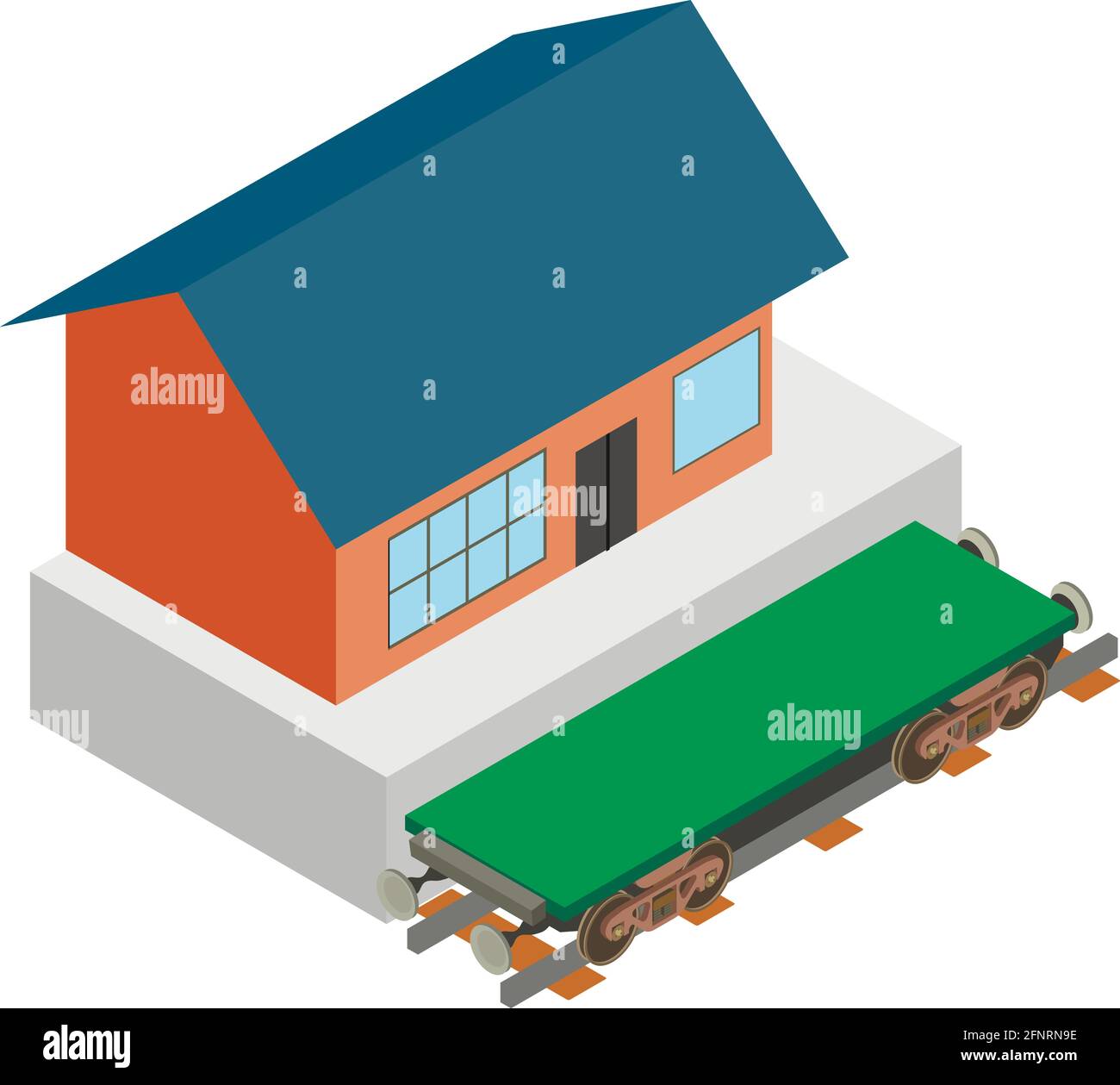 Railway flatcar icon. Isometric illustration of railway flatcar vector ...
