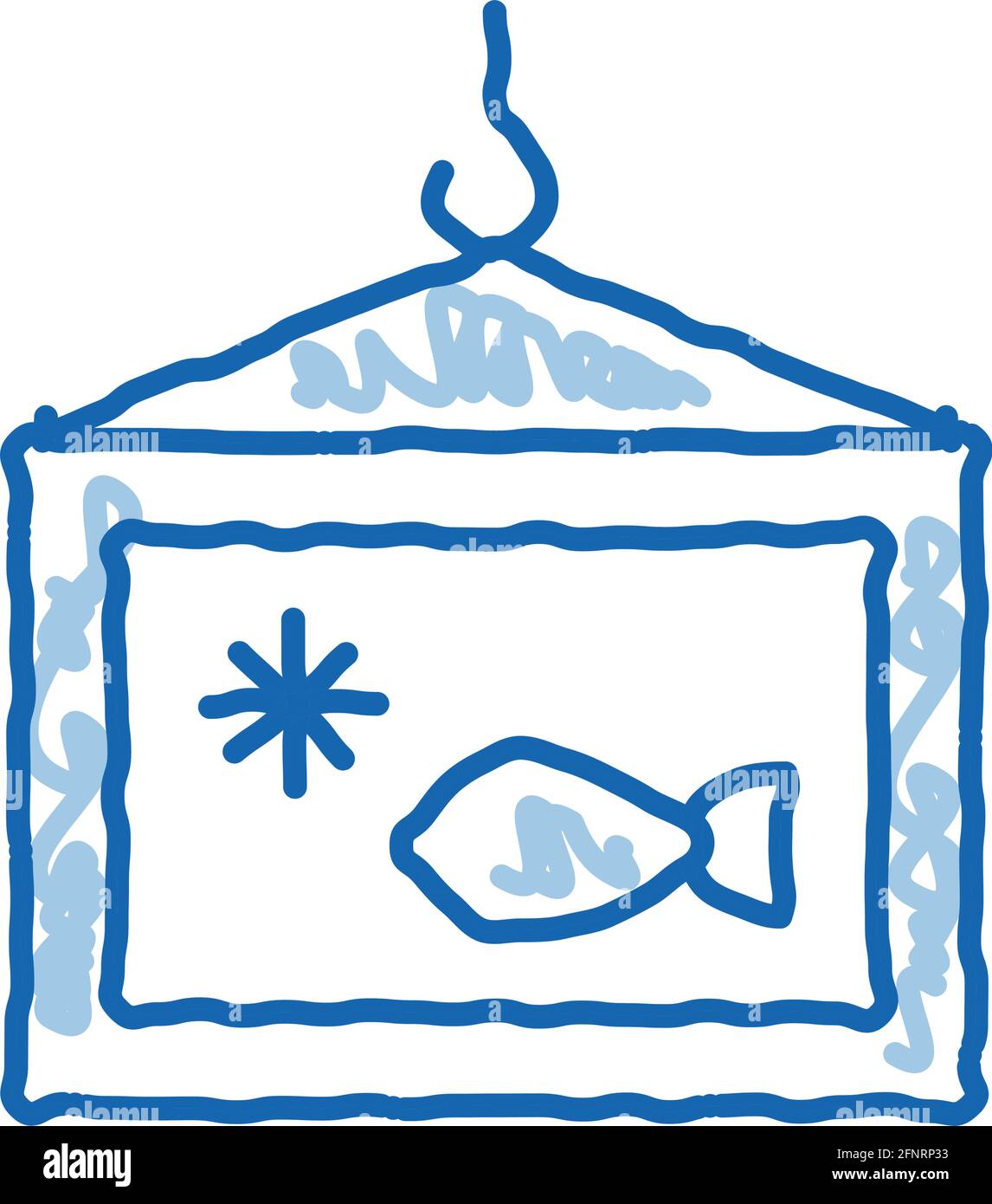 frozen fish box doodle icon hand drawn illustration Stock Vector Image ...