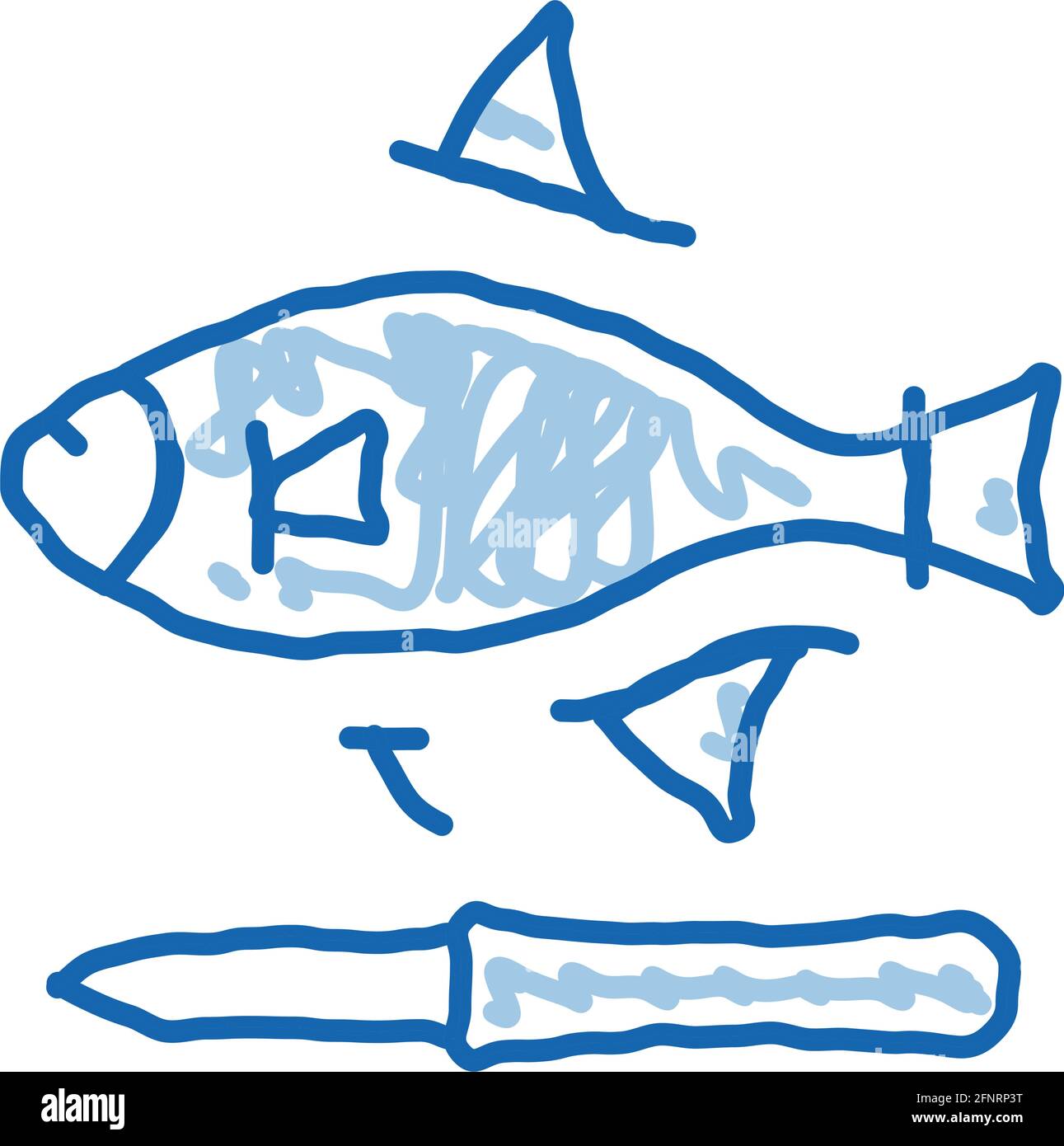 fish cut fin doodle icon hand drawn illustration Stock Vector Image ...