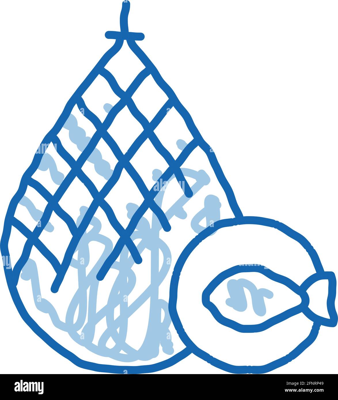 fish in net doodle icon hand drawn illustration Stock Vector Image ...