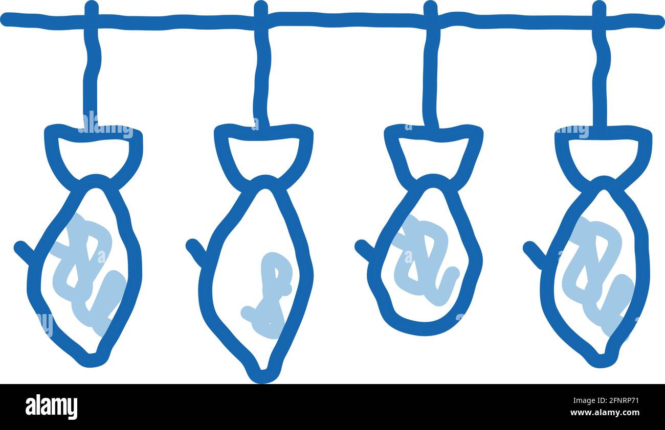 fish drying doodle icon hand drawn illustration Stock Vector Image ...