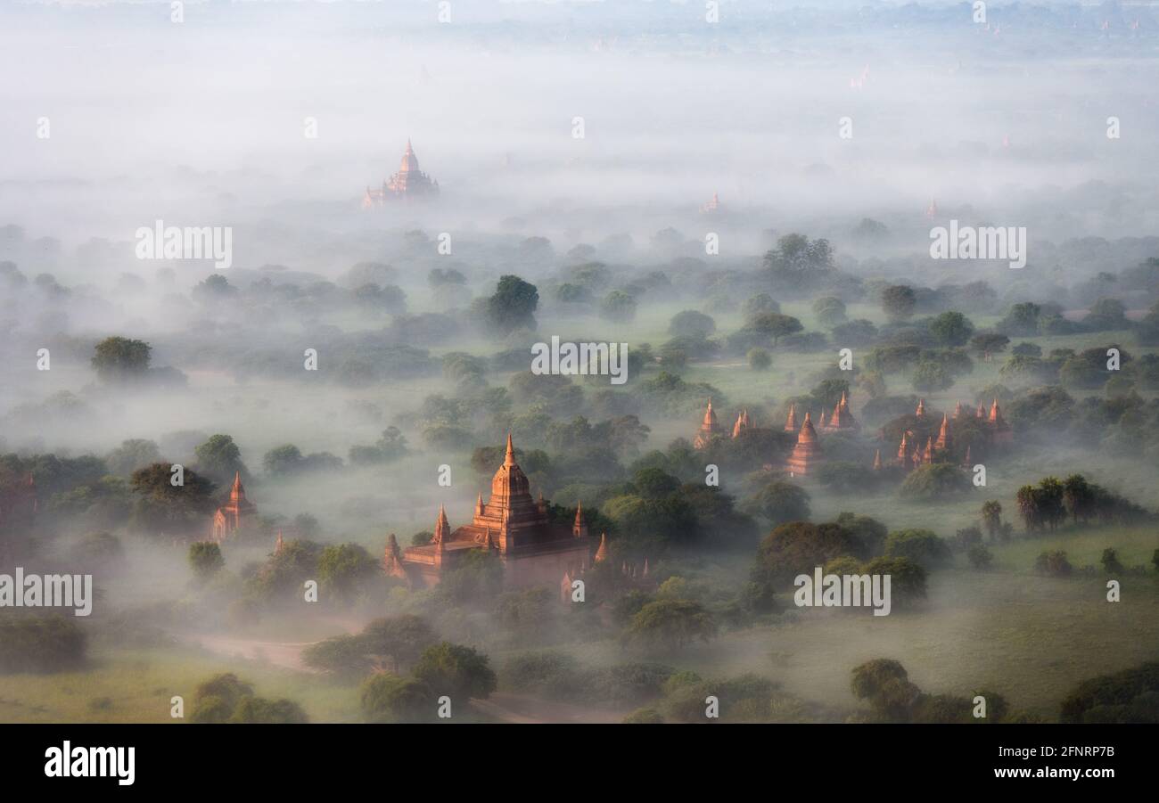 Morning mist over the temples of Bagan, Myanmar Stock Photo - Alamy