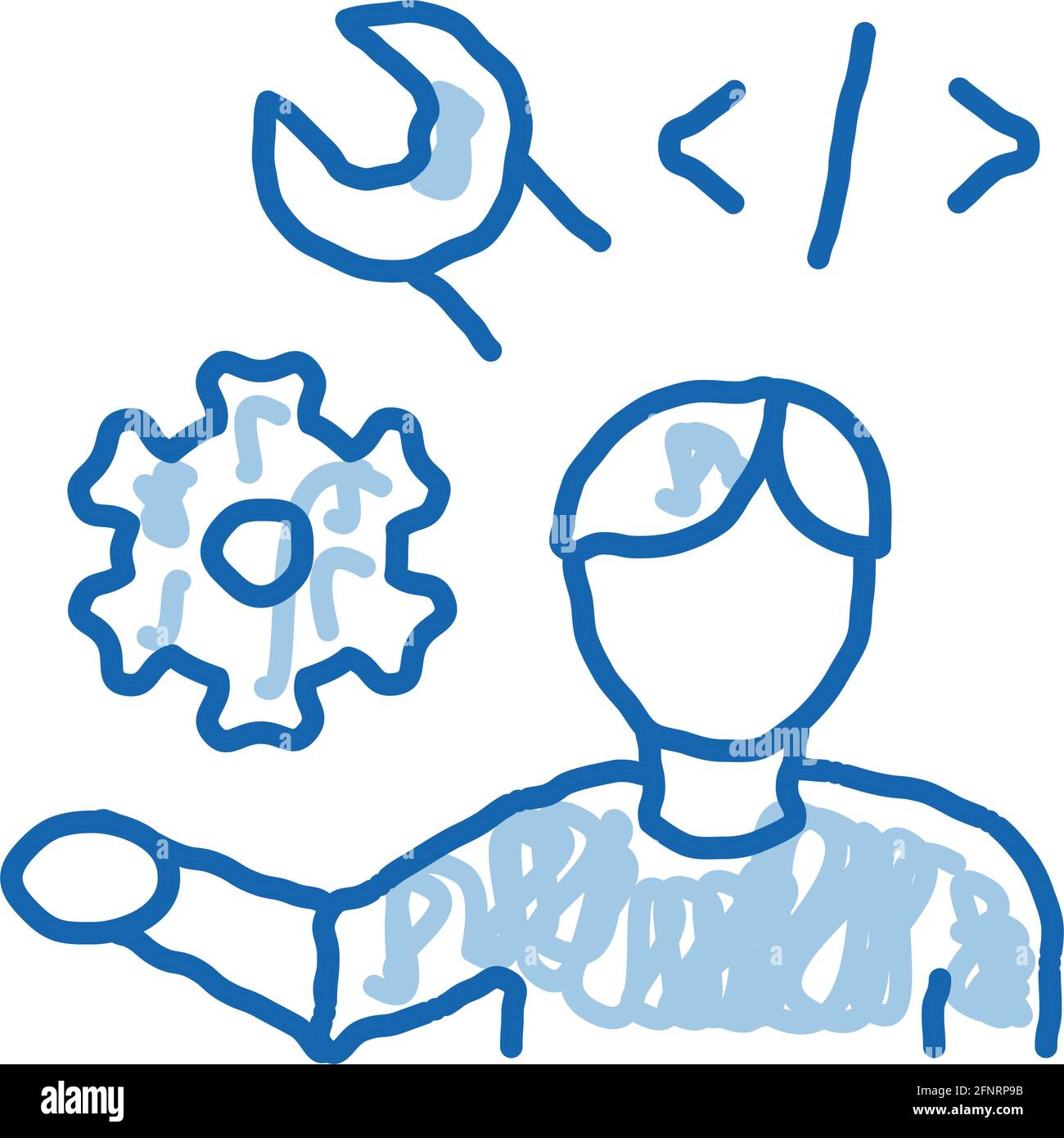 front end developer doodle icon hand drawn illustration Stock Vector ...