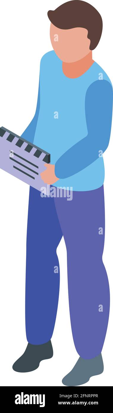 Clapper man icon. Isometric of Clapper man vector icon for web design ...