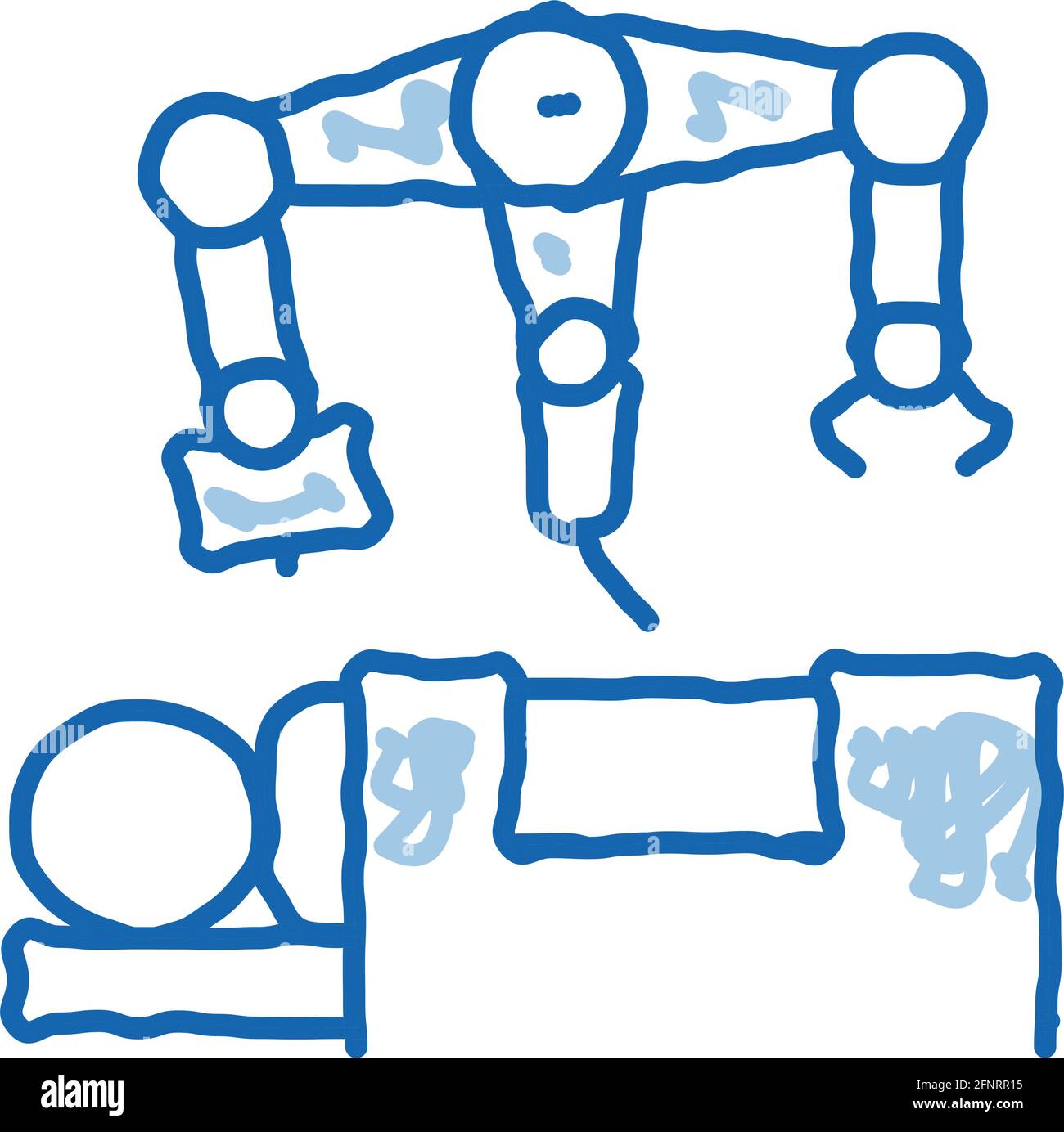 robotic surgeon and patient o table doodle icon hand drawn illustration ...